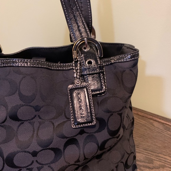 Coach | Bags | Coach Black Soho Signature Monogram Tote | Poshmark